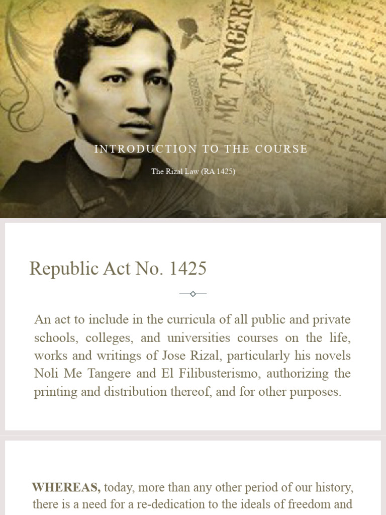 II. Introduction To The Course (Rizal Law RA 1425) | PDF | Justice ...