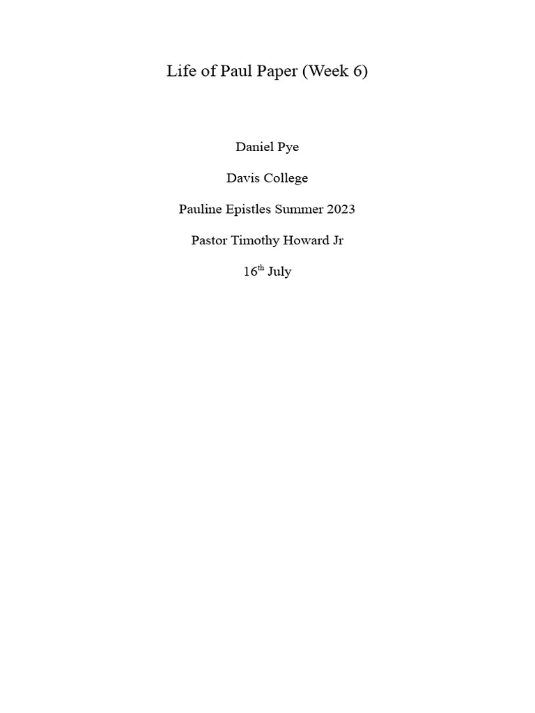 Life of Paul Paper | PDF | Paul The Apostle | Saint Timothy