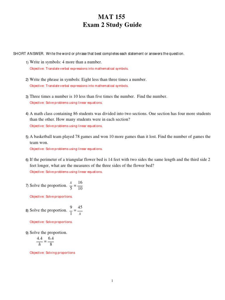 MAT 155 Exam 2 Study Guide | PDF | Interest | Percentage