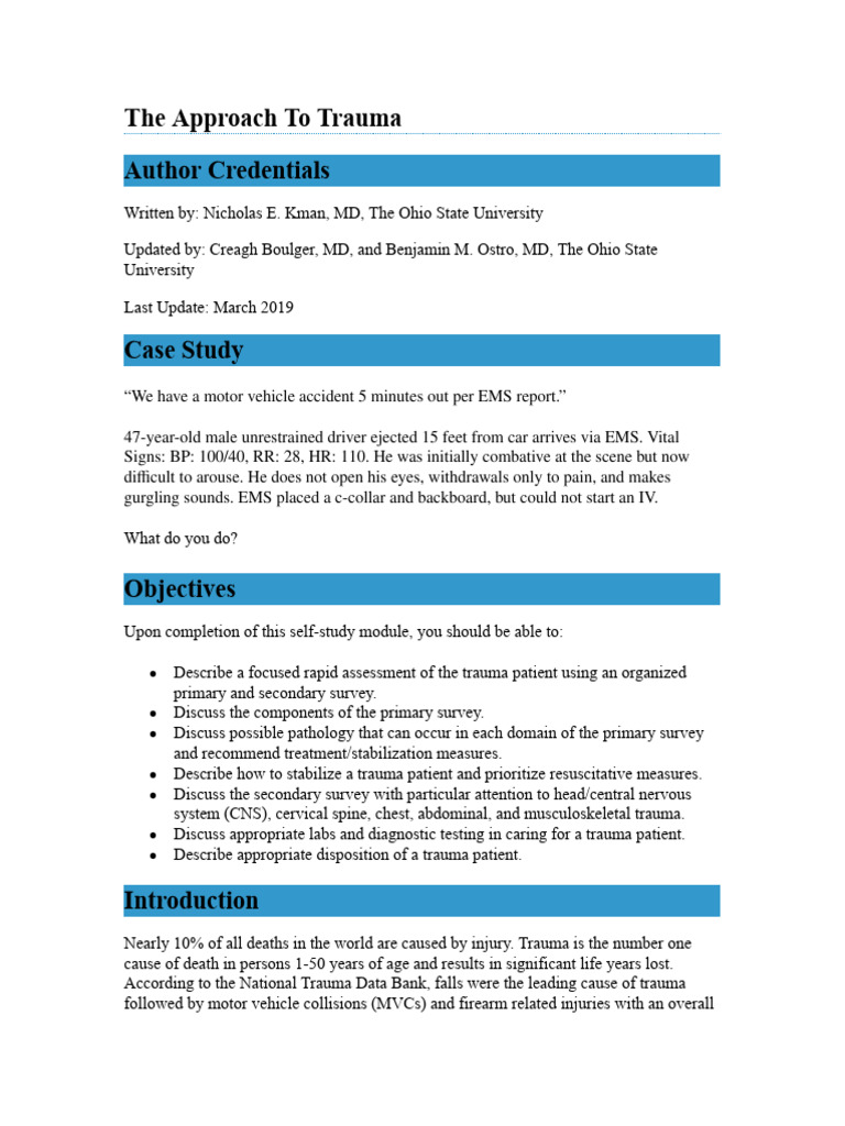 Cdem Approach To Trauma 2019 Revise Docx Google Docs | PDF | Injury ...