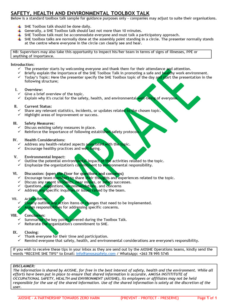 110124-She Toolbox Talks Topic | PDF