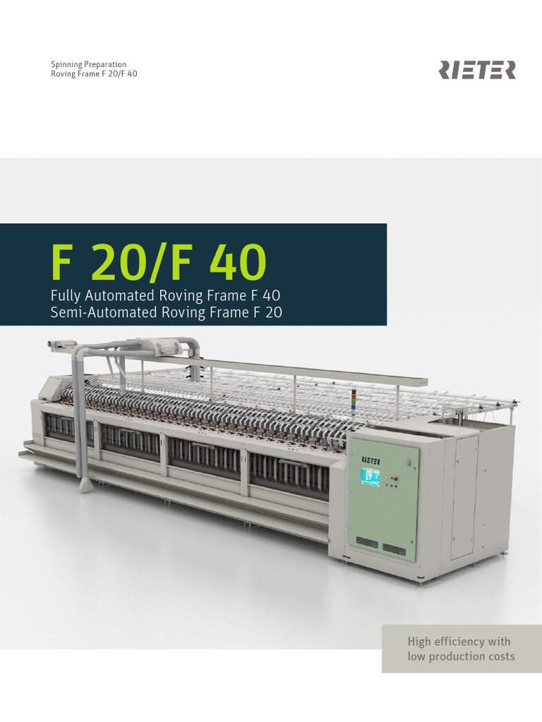 Rieter F20/F40 Roving Frame Overview | PDF | Secondary Sector Of The ...