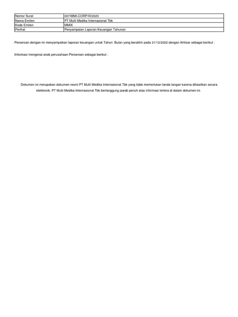 FinancialStatement 2022 Tahunan MMIX | PDF