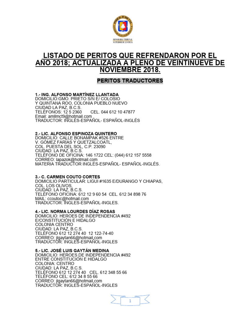 Lista de Peritos Traductores 2018 | PDF | México | Politica de mexico