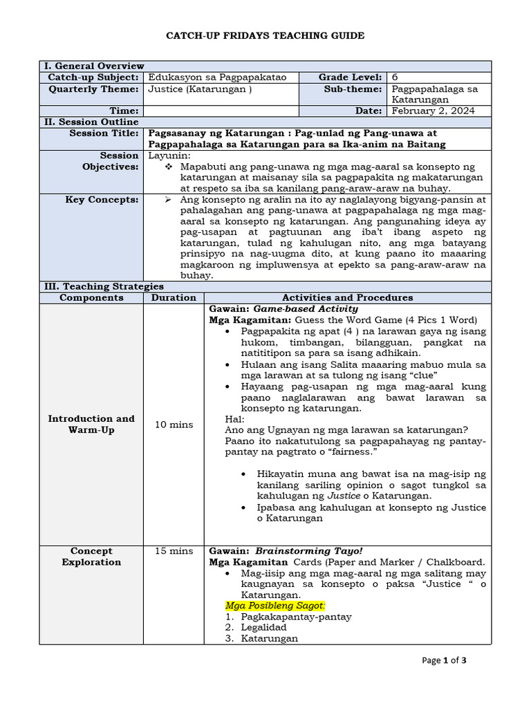 Teaching-Guide-Catchup-EsP6- Feb02 | PDF