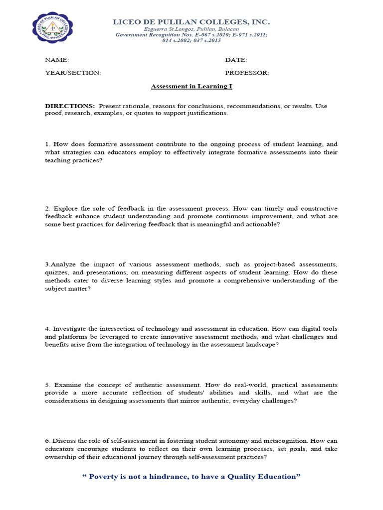 Assessment in Learning I | PDF | Educational Assessment | Learning