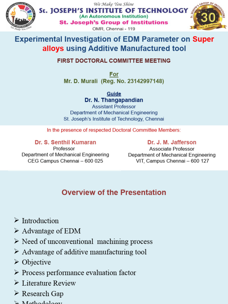Murali-DC Meeting 1 PPT - PPTX Final | PDF | Machining | Building Materials