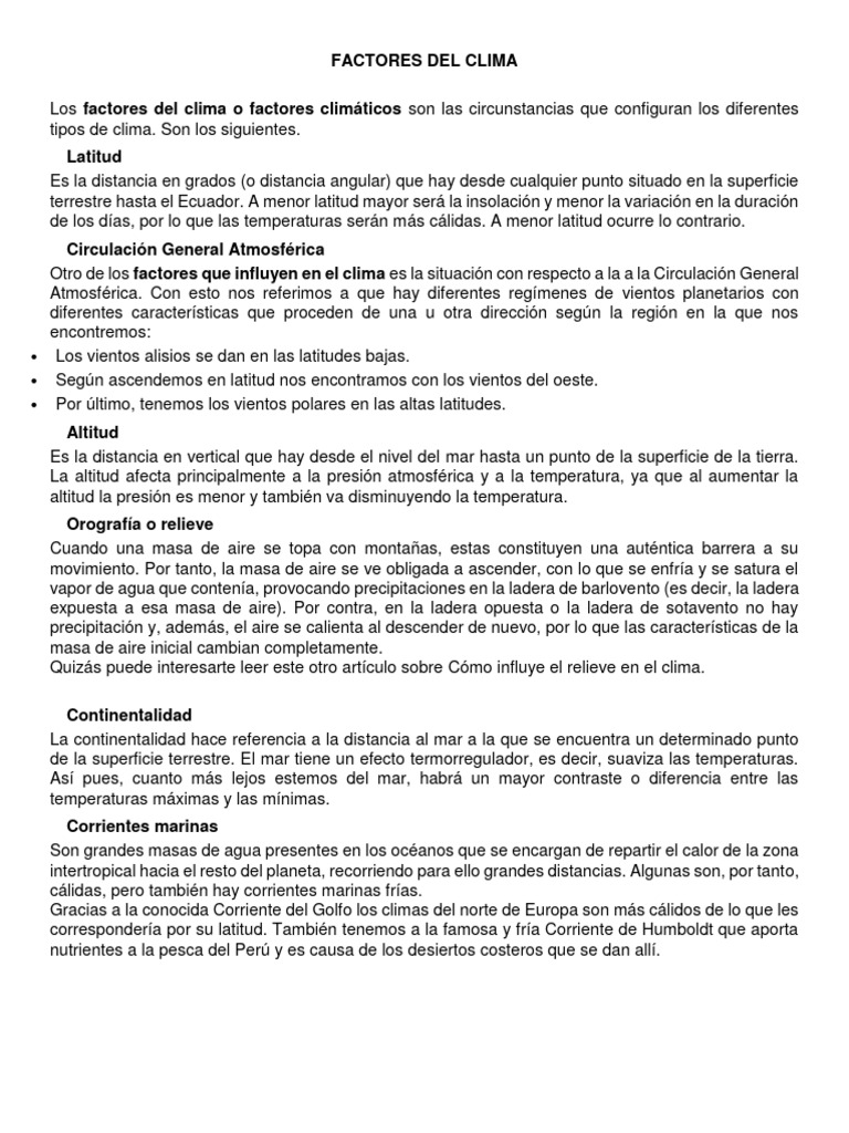 Factores que Determinan el Clima | PDF | Clima | Herida