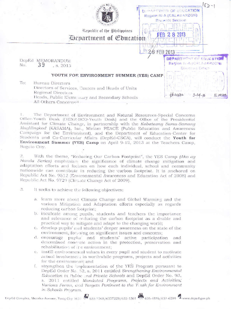DepED Memorandum No.39 s.2013 | PDF