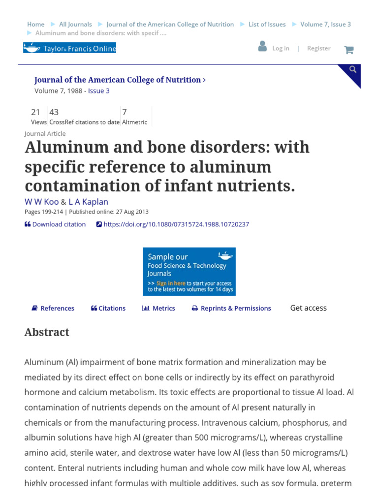 Aluminum and Bone Disorders | PDF | Bone | Nutrition