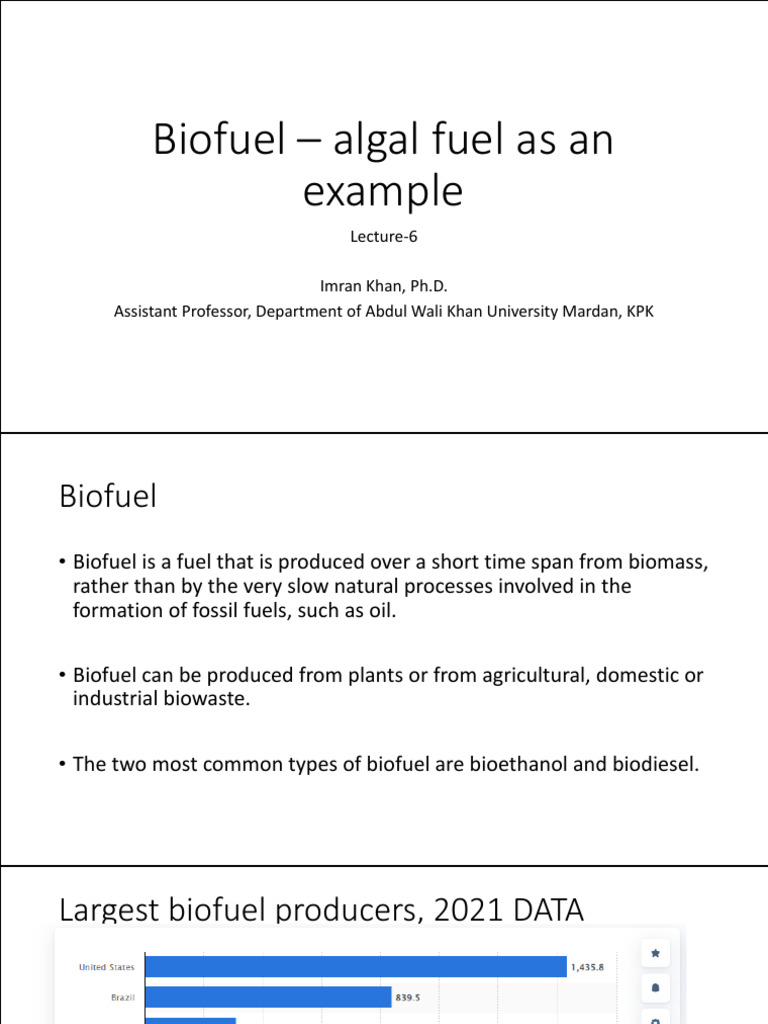 Biofuel – algal fuel as an example | PDF | Biofuel | Algae Fuel
