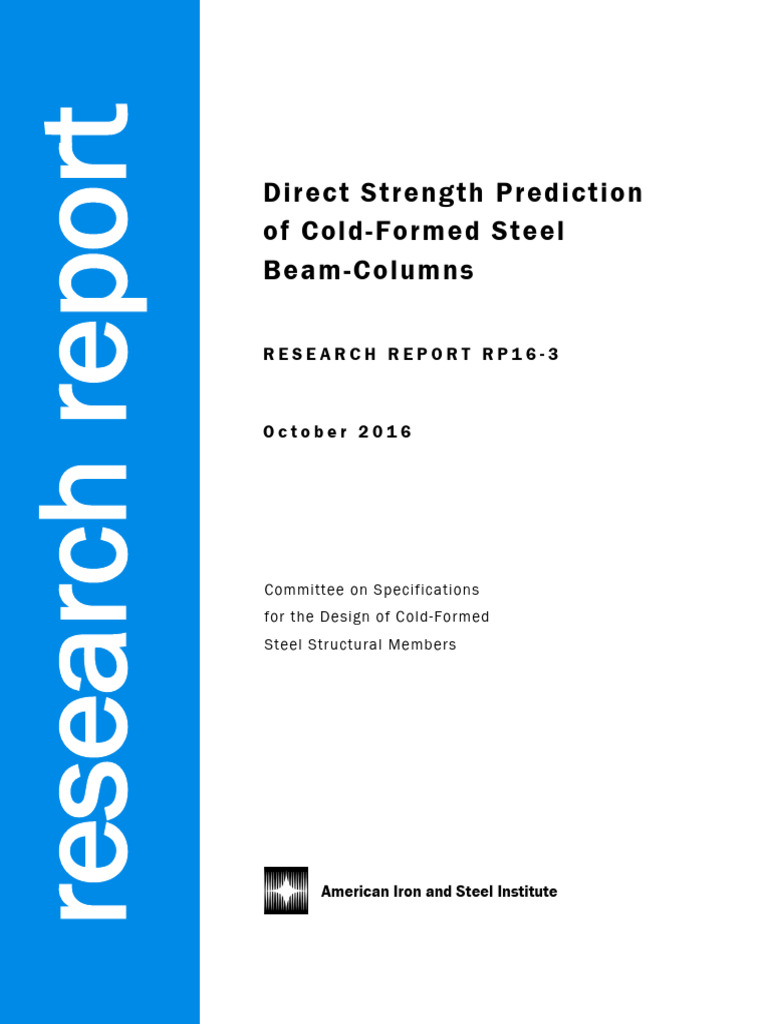 AISI RP16-3 Direct Strength Prediction of Cold-Formed Steel Beam ...