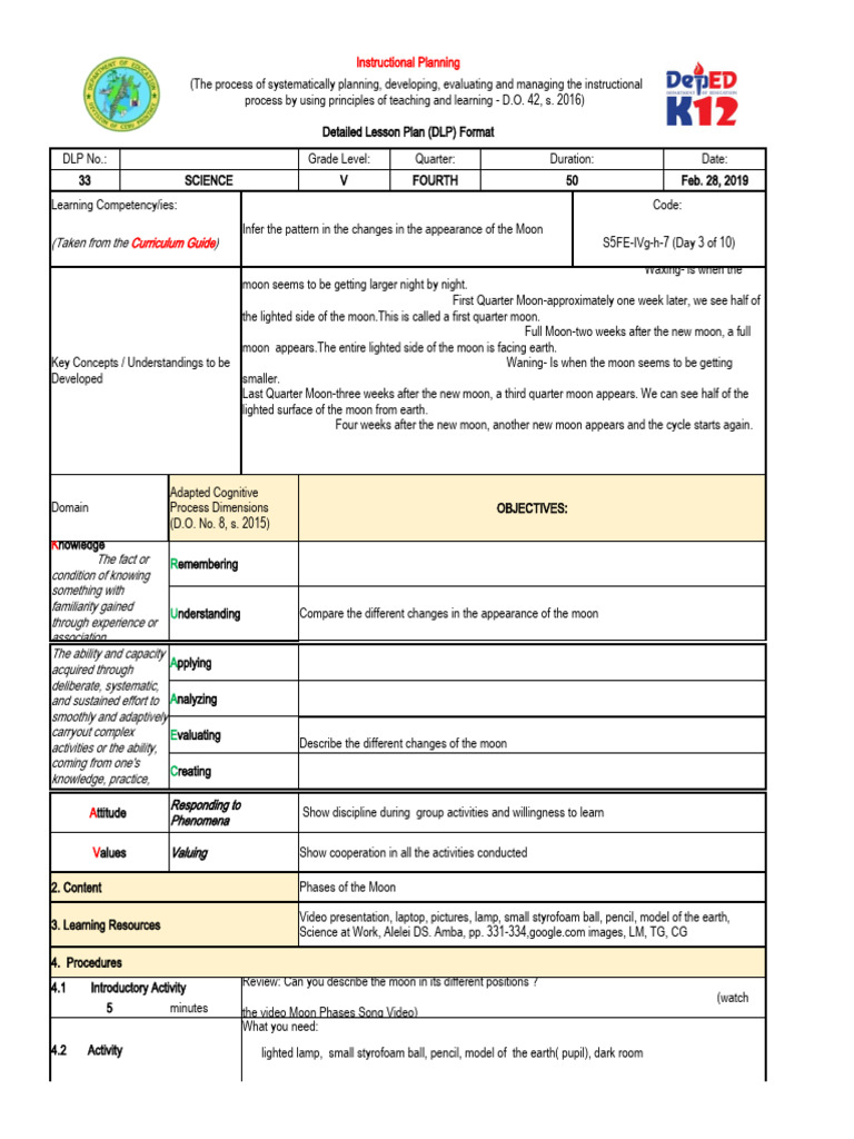 Curriculum Guide: Instructional Planning | PDF | Moon | Bodies Of The ...