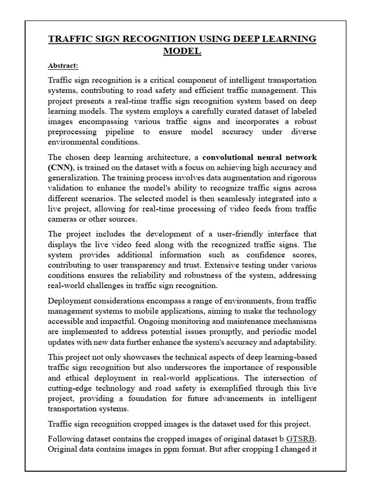 Deep Learning Traffic Sign Recognition Pdf Deep Learning Computing 8477