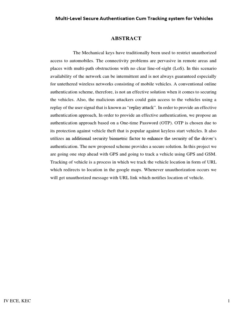 Multi-Level Secure Authentication Cum Tracking System For Vehicles | PDF | Rectifier | Liquid ...