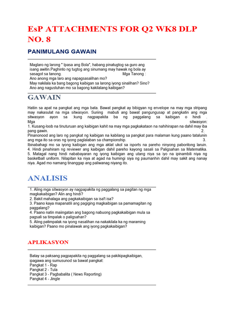 EsP ATTACHMENTS FOF DLP Q2 WEEK 8 | PDF