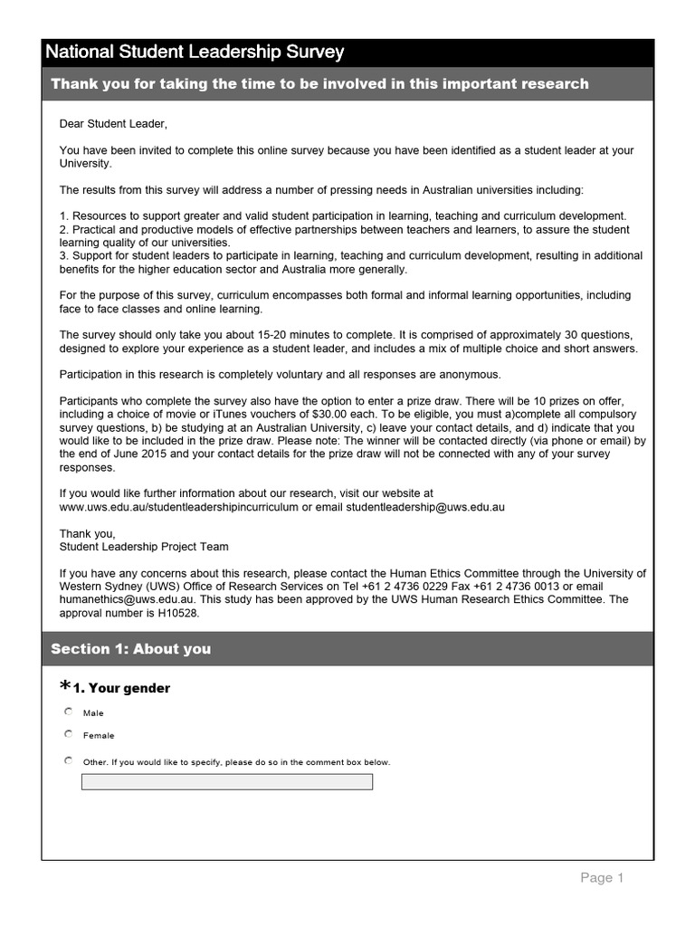 National Student Leadership Survey 2023 | PDF | Leadership | Curriculum