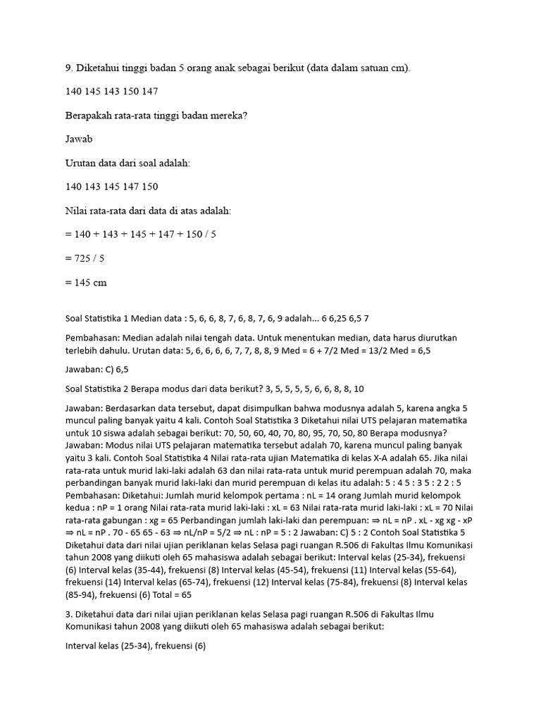 Rata-Rata Tinggi Badan Anak SMP | PDF | Metode & Bahan Ajar | Sains ...