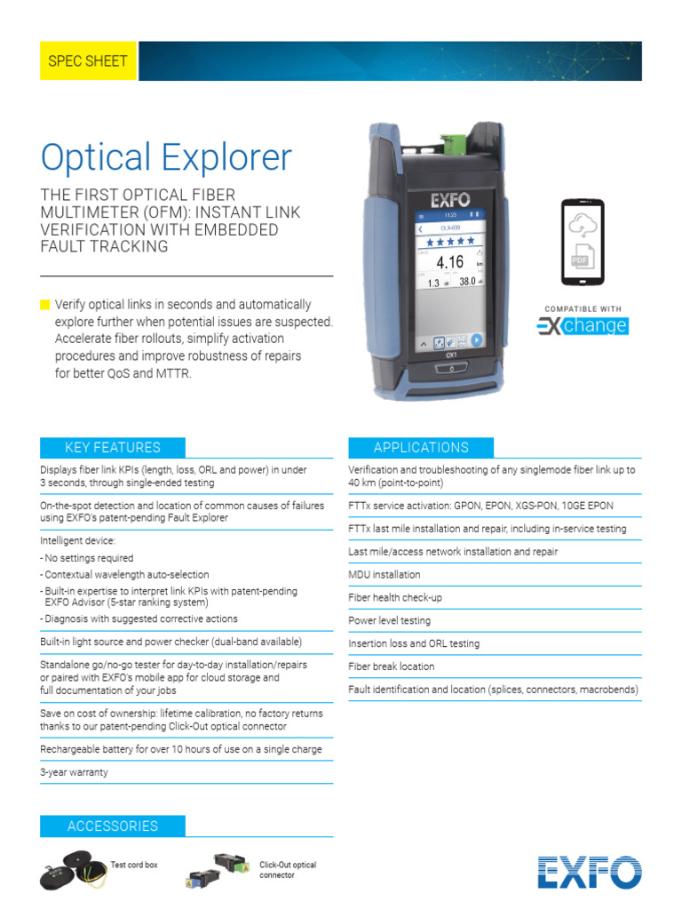 Exfo Spec-Sheet Optical-Explorer-Ox1 v7 en | PDF | Optical Fiber | Decibel
