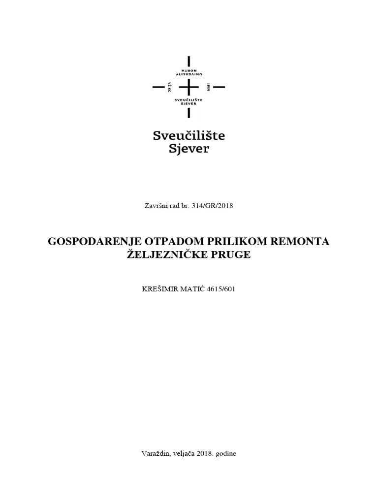 Gospodarenje Otpadom Prilikom Remonta Željezničke Pruge Diplomski | PDF