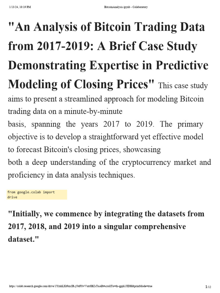 BitcoinAnalysis - Ipynb - Colaboratory | PDF | Mean Squared Error | Regression Analysis