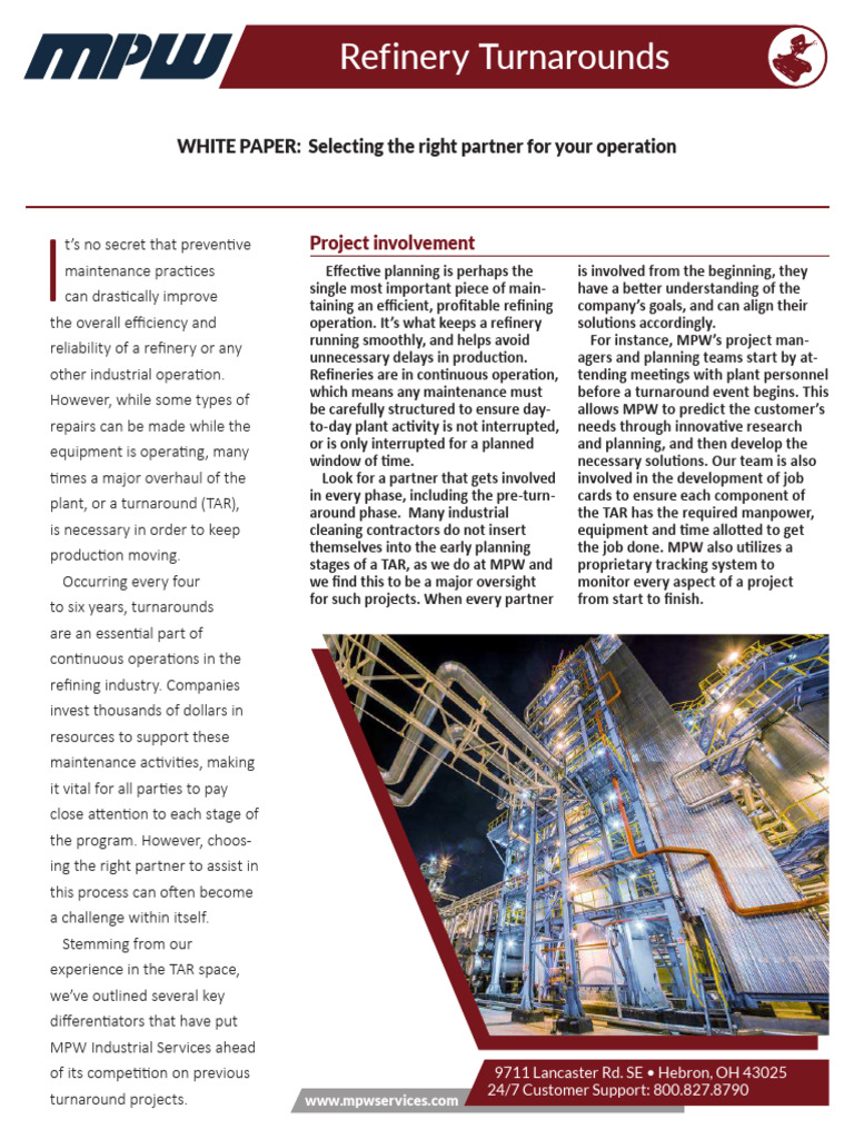 ICG WP Refinery Turnarounds | PDF | Automation | Oil Refinery