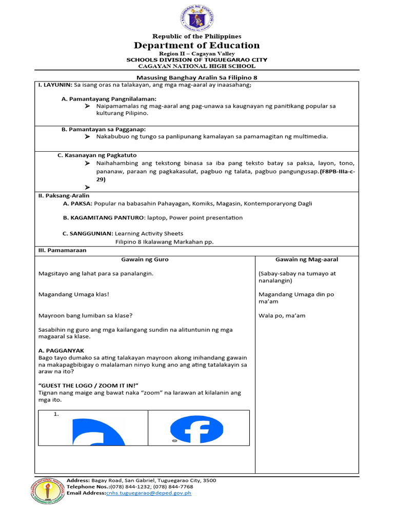 G8-Lesson Plan No.1 Shyreene | PDF