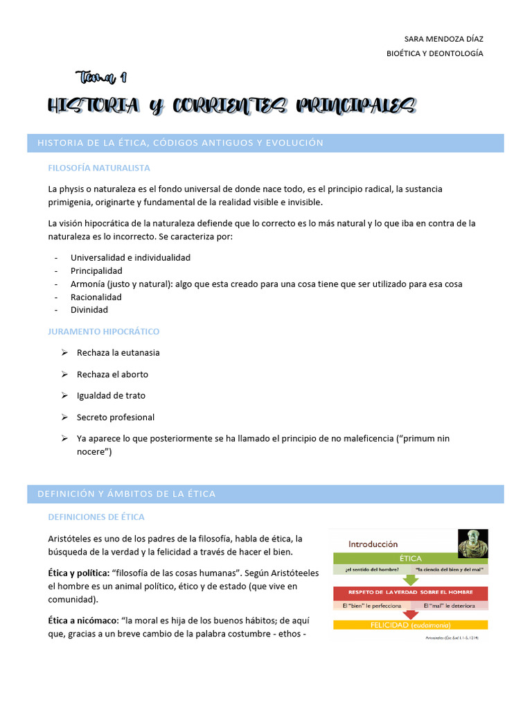 TEMA 1 Historia y Corrientes Principales | PDF | Bioética | Moralidad TEMA 1 Historia y Corrientes Principales | PDF | Bioética | Moralidad