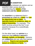 Opinion vs. Assertion | PDF | Opinion | Evidence