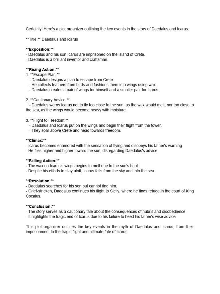 Daedalus and Icarus - Plot, Elements of Story, and Theme | Download ...