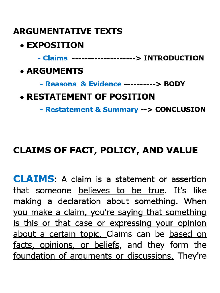Claim of Fact, Policy, and Value | PDF | Empirical Evidence | Knowledge