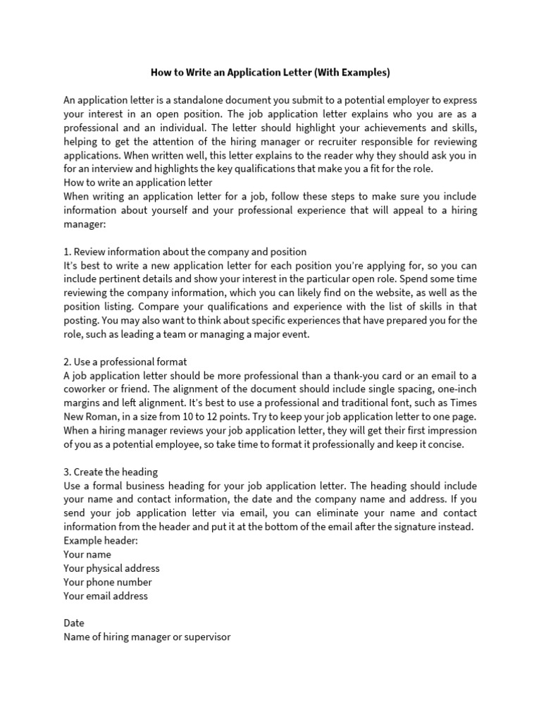 How To Write An Application Letter | PDF | Human Resource Management ...