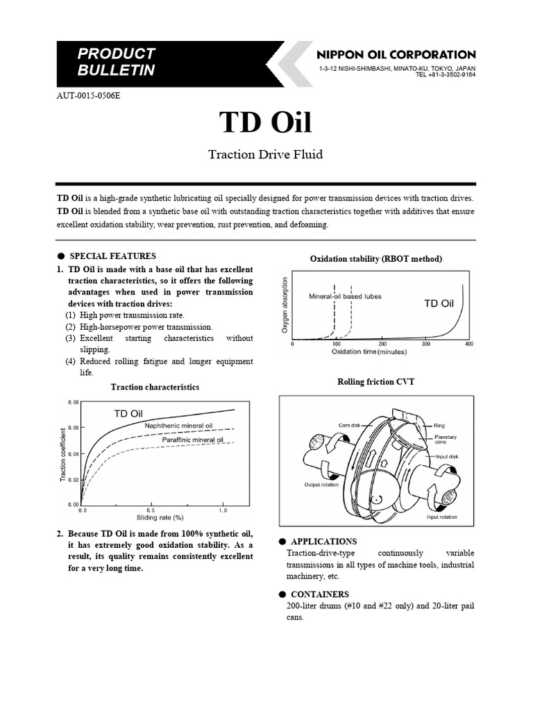 TD 22 Oil Traction Drive Fluid | Download Free PDF | Manufactured Goods ...