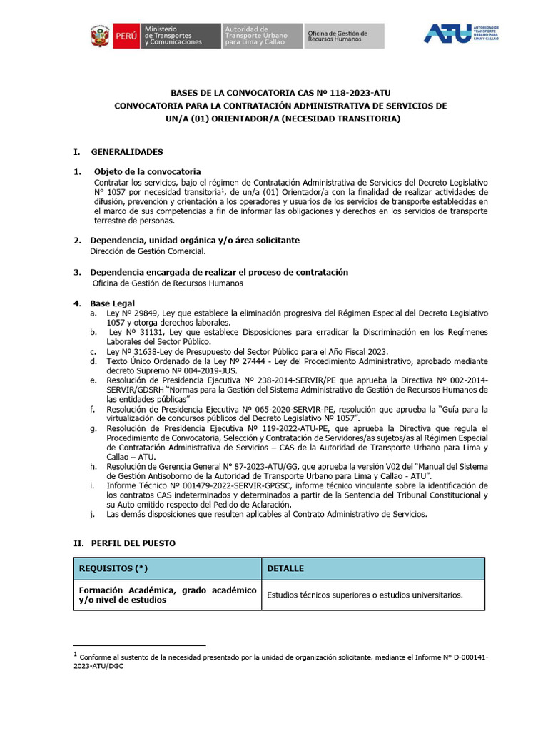 CAS 118 2023 ATU Bases | PDF | Videotelefonía | Derecho laboral