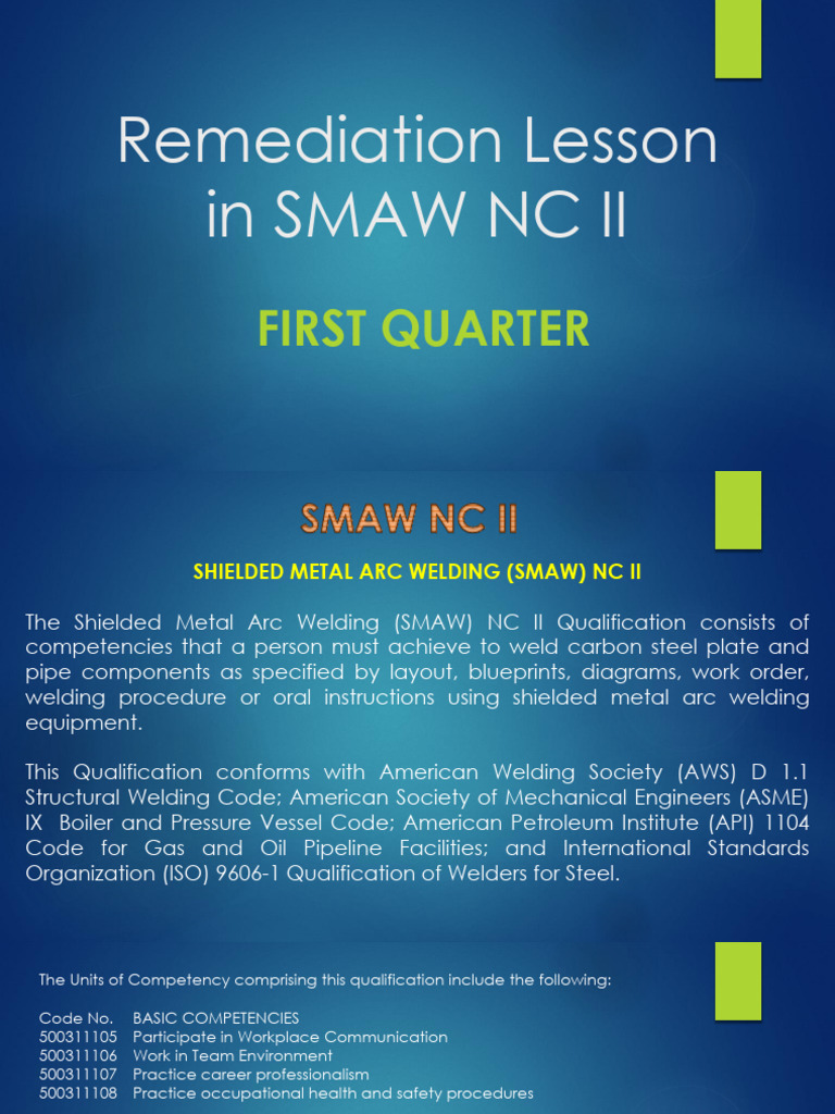 Remediation Lesson in SMAW NC II | Download Free PDF | Welding | Construction