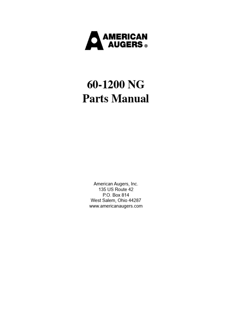 60-1200 Parts Manual (ID0712132_01_PBD) | PDF | Screw | Clutch