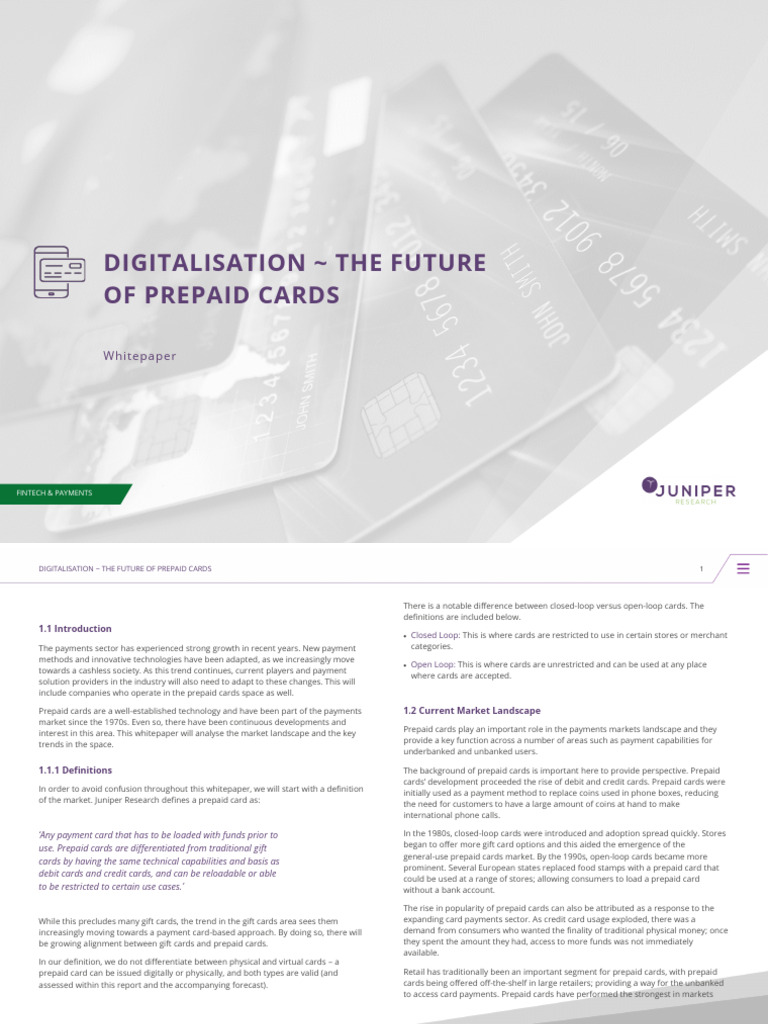 Digitalisation The Future of Prepaid Cards Whitepaper | PDF | Debit ...