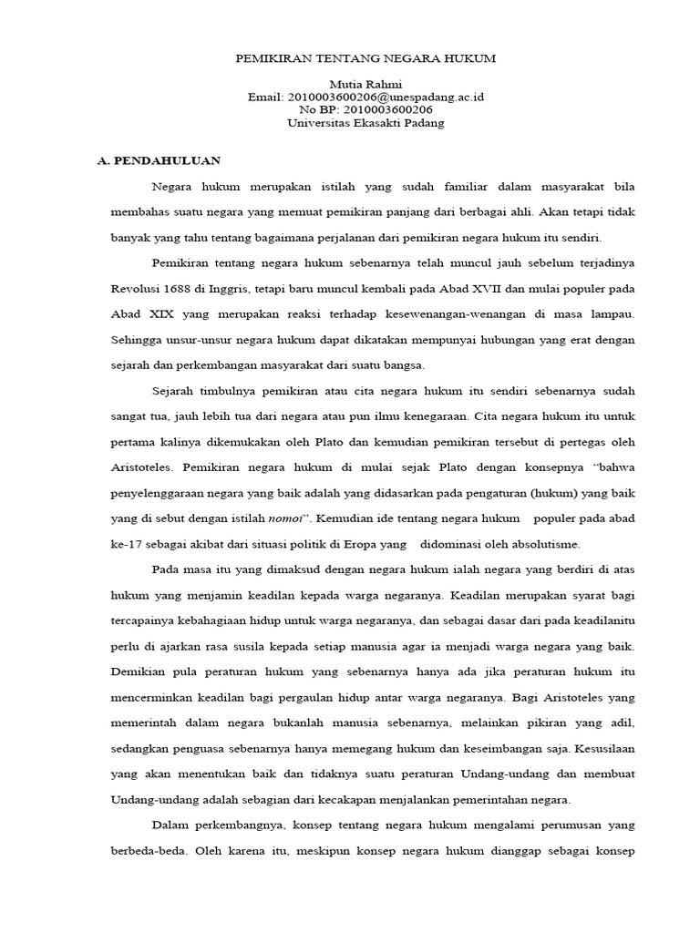 Pemikiran Tentang Negara Hukum | PDF
