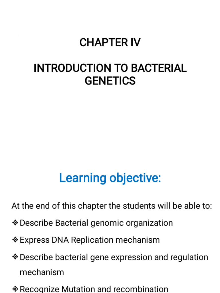 Chapter IV Introduction To Bacterial Genetics-1 | PDF | Translation (Biology) | Operon
