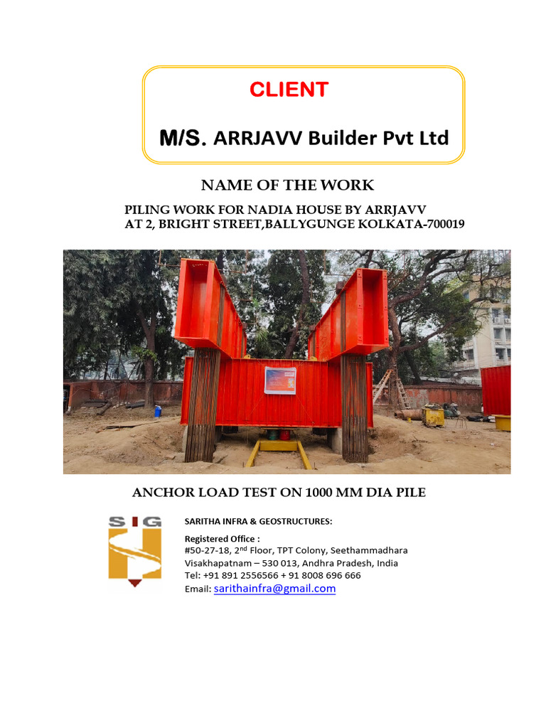 Aarjavv TP Anchor Pile Load Test Report | PDF | Deep Foundation | Beam ...