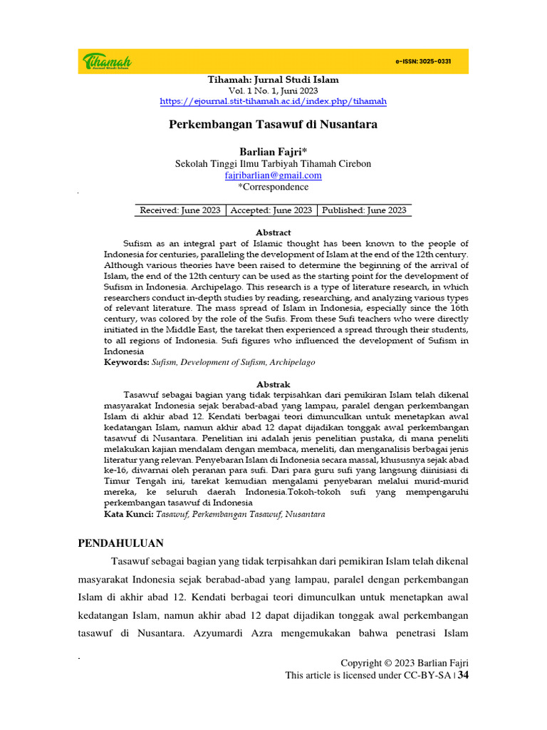 Perkembangan Tasawuf Di Nusantara | PDF | Sejarah | Agama & Spiritualitas