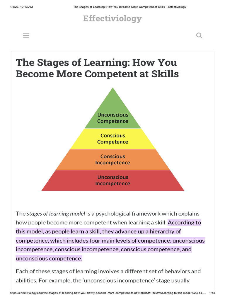 The Stages of Learning - How You Become More Competent at Skills ...