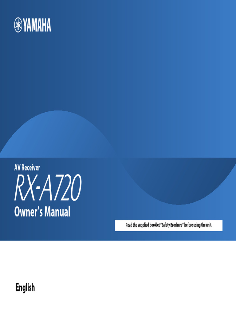 Yamaha RX-A720 A/V Receiver Owner's Manual | PDF | Hdmi | Television