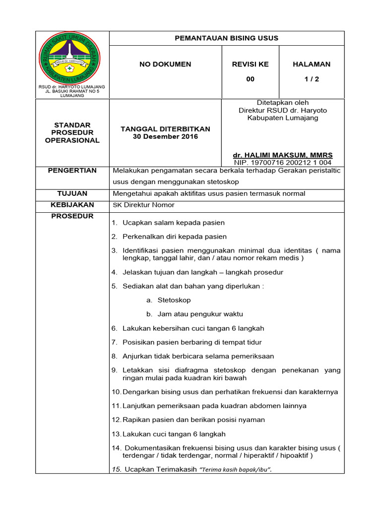 Prosedur Pemantauan Bising Usus | PDF