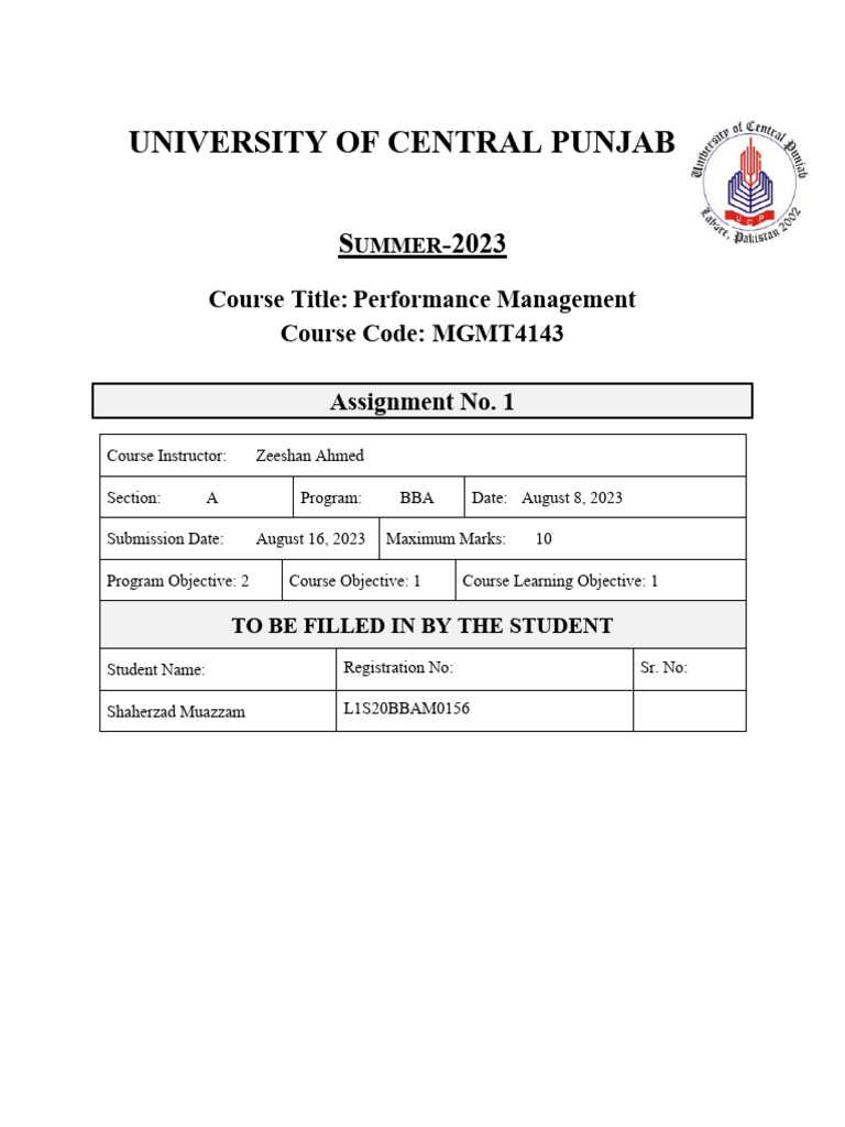 Assignment 1 Completed (Performance Management) | PDF | Incentive | Employment