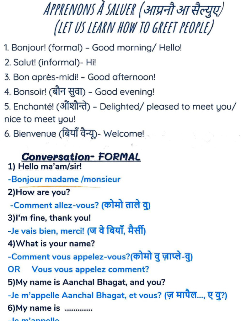 Leçon-1 Les Salutations PDF | PDF