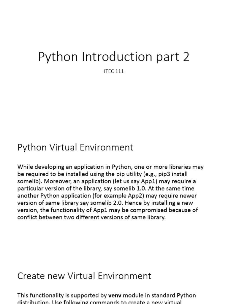 Itec 111 Python 02 Intro To Python Part 2 Pdf