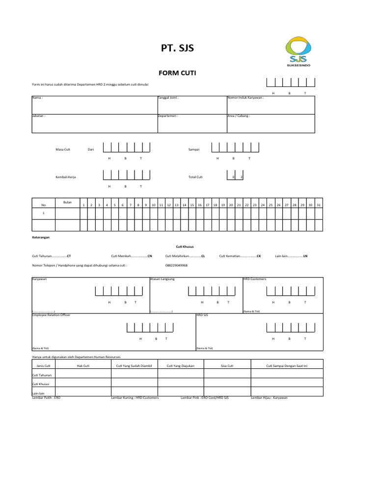 Draft Form Cuti | PDF