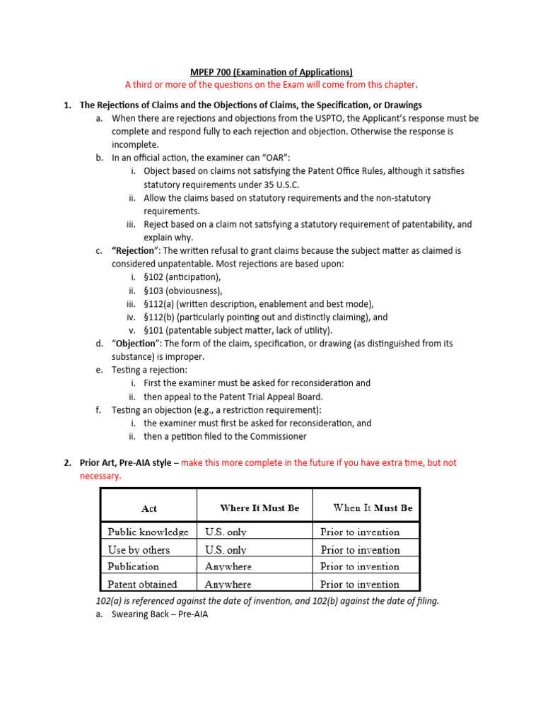 MPEP 700 (Examination of Applications) | PDF | Prior Art | Glossary Of ...