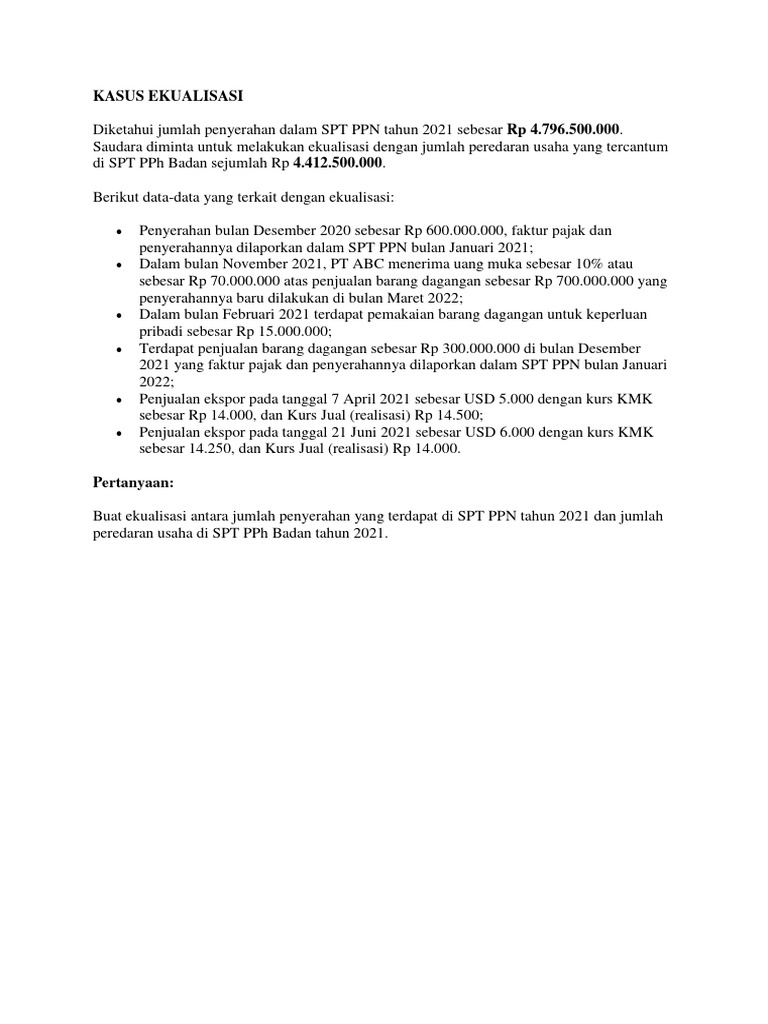 Kasus Ekualisasi PPN Dan PPH | PDF